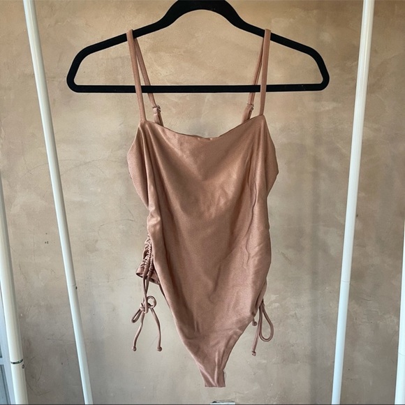 Dolls Kill | Swim | Nwt Copper Rust One Piece Thong Ruched Swimsuit ...